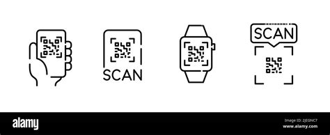 Scan Qr Code With A Phone Icons Pixel Perfect Editable Stroke Stock Vector Image Art Alamy