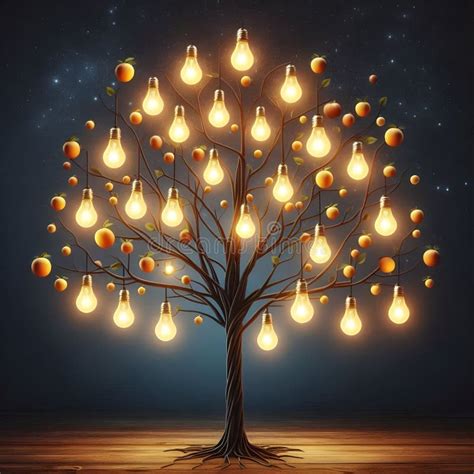 Lightbulb Tree Of Ideas Stock Illustration Illustration Of Bright