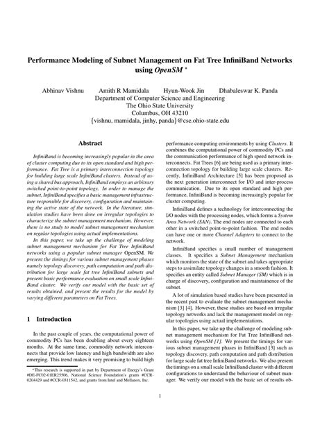Pdf Performance Modeling Of Subnet Management On Fat Tree Infiniband Networks Using Opensm