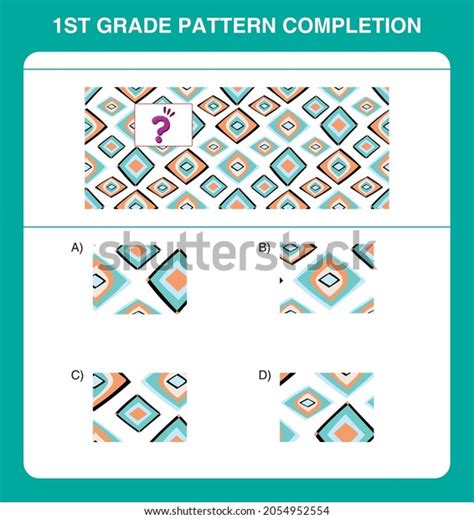 1st Grade Pattern Completion Questions Stock Vector Royalty Free