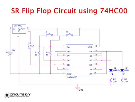SR Flip Flop Circuit 74HC00 Truth Table
