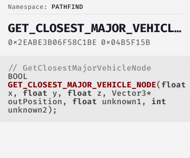 GetClosestMajorVehicleNode FiveM Natives Cfx Re Docs