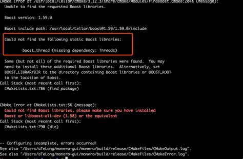 Could Not Find The Following Static Boost Libraries Boostthread Missing Dependency Threads