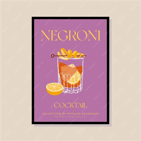 Premium Vector Cocktail Vector Illustration In A Poster Frame For