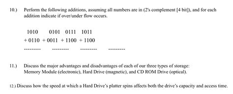 solved 10 ﻿perform the following additions assuming all