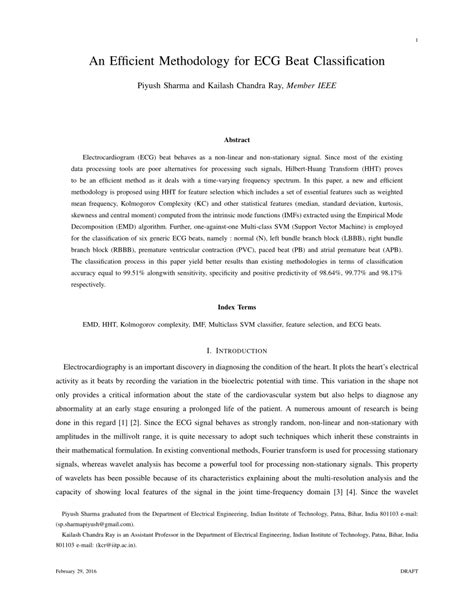 Pdf An Efficient Methodology For Ecg Beat Classification