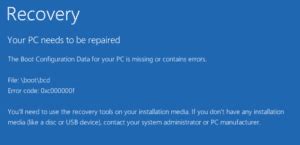 SCCM Error Code Xc F Boot Configuration Data Missing
