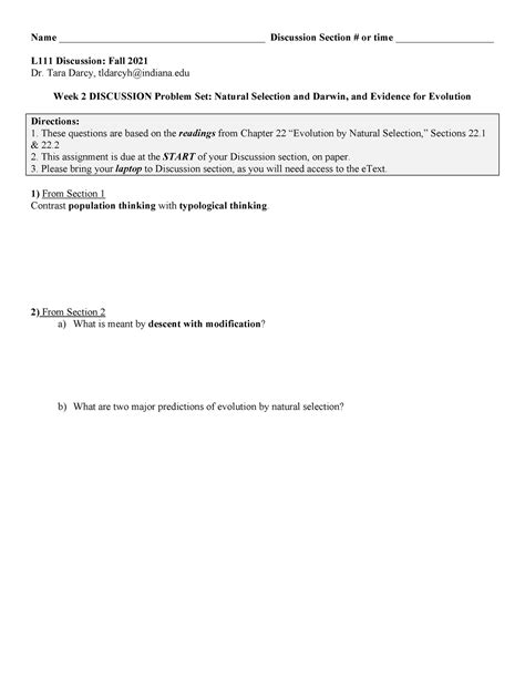 Discussion Week 2 Problem Set Evidence For Evolution Fall 2021 Name Studocu