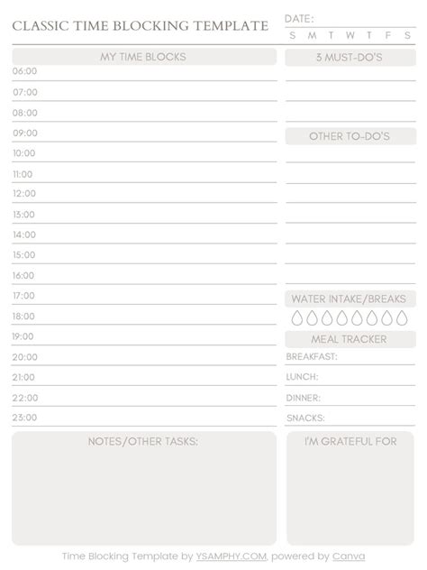 3 Classic Time Blocking Template Pdf Pdf
