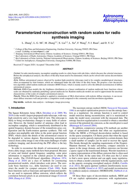 Pdf Parameterized Reconstruction With Random Scales For Radio Synthesis Imaging
