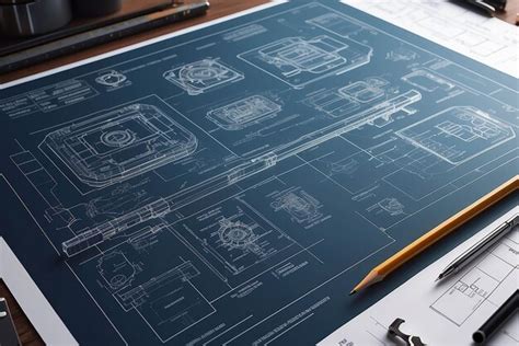 Premium Photo Engineering Schematic Illustration Mockup