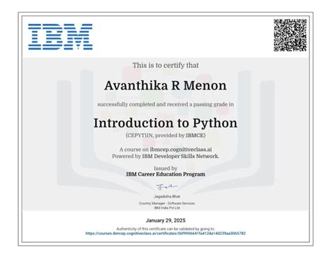Avanthika R Menon On Linkedin Upskilling Pythonprogramming Ibm Lifelonglearning