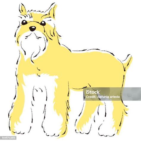 간단하고 귀여운 미니어처 슈나우저 손으로 그린 선 그리기 벡터 일러스트 레이 션 가정 생활에 대한 스톡 벡터 아트 및 기타