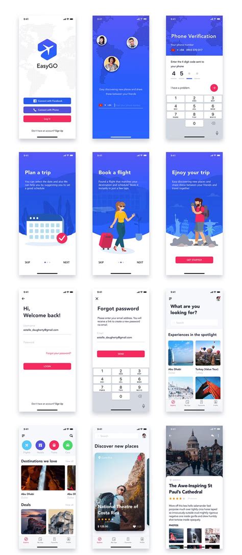 Easygo Travel App Ui Kit Travel App App Ui Mobile App Design Inspiration