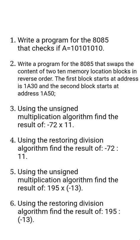 Solved 1 Write A Program For The 8085 That Checks If