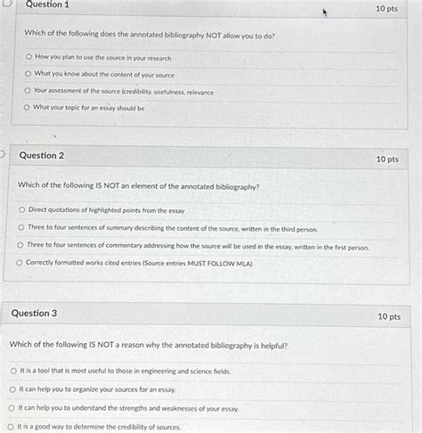 Question 1 Which Of The Following Does The Annotated