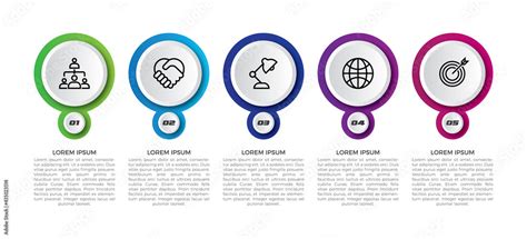 Simple Business Modern Minimal Colorful Infograph Step 5 Process Flow Chart Vector