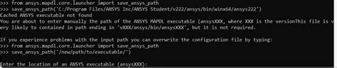 enter the location of an ansys executable ansysxxx · ansys pymapdl