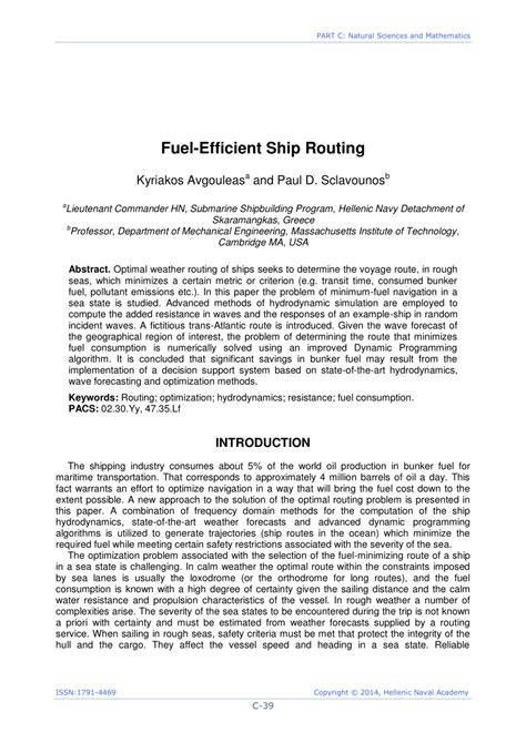 Pdf Fuel Efficient Ship Routing