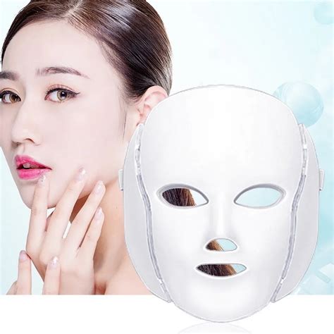 5969에서 Led 라이트 테라피 얼굴 목 마스크 7 색 Ance 치료 얼굴 미백 피부 젊 어 짐 뷰티 Photon 치료