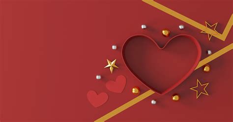 해피 발렌타인 데이 컨셉 빨간 배경에 하트 모양 선물 상자 텍스트 공간을 사용할 수 있습니다 플랫 레이 맨 위 보기입니다 3d 일러스트레이션 개념에 대한 스톡 사진 및 기타