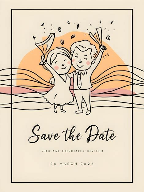 Save The Date Sparkling And Glorious Minimalist Theme Wedding Invitation Vector Illustration