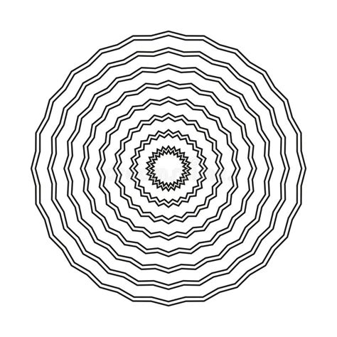 Abstract Geometric Pattern Circular Zigzag Lines Black And White