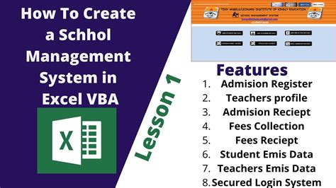 How To Create A School Management System In Excel Vba Lesson One Youtube