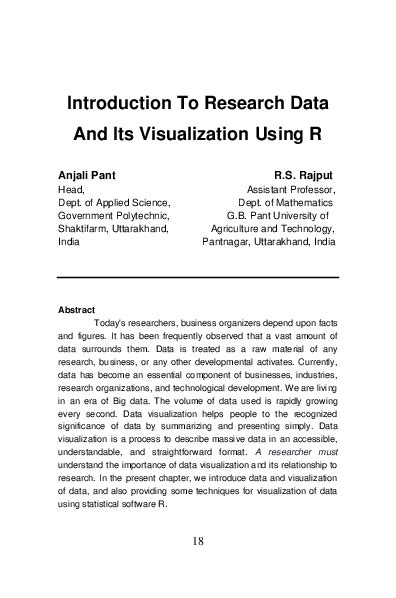 Pdf Introduction To Research Data And Its Visualization Using R