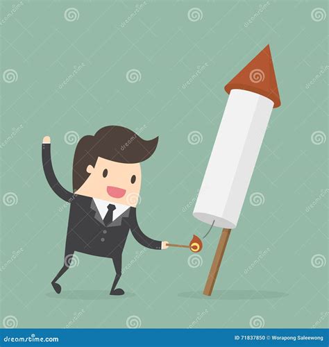 Businessman Launching Firework Rocket Stock Vector Illustration Of Start Icon 71837850