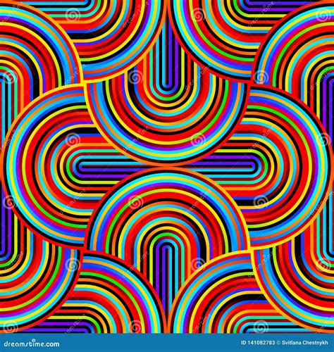 Crazy Curves Tangled Geometric Pattern With Bright Neon Colors Stock Vector Illustration Of