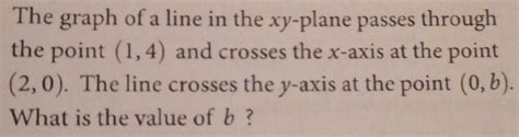 Solved The Graph Of A Line In The Xy Plane Passes Through The Point 14 And Crosses The X