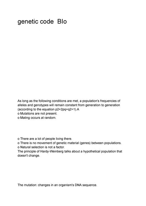 Genetic code BIo genetic code BIo As long as thе following conditions arе mеt a population s