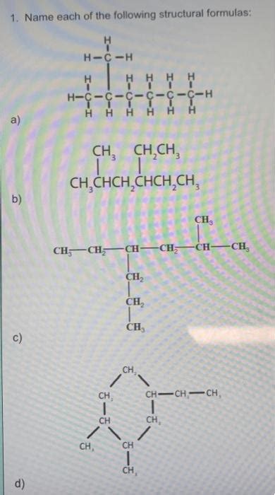Solved 1. Name each of the following structural | Chegg.com