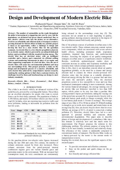 Pdf Ijert Design And Development Of Modern Electric Bike Ijert Journal