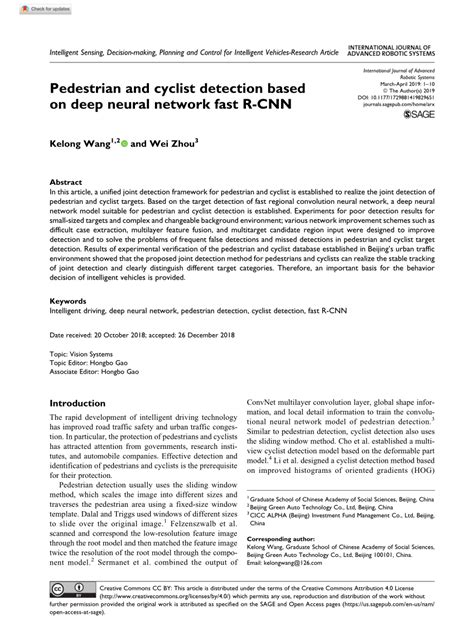 PDF Pedestrian And Cyclist Detection Based On Deep Neural Network Fast R CNN