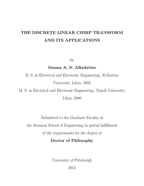 Pdf The Discrete Linear Chirp Transform And Its Applications
