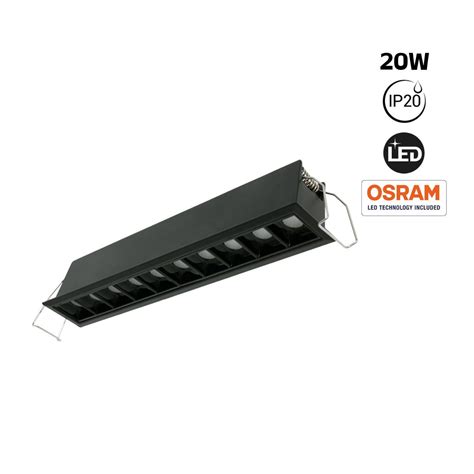 Recessed Linear LED Downlight 20W CRI90 OSRAM Black