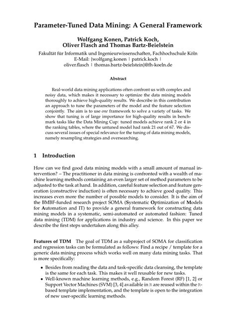 Pdf Parameter Tuned Data Mining A General Framework