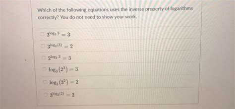 Solved Which Of The Following Equations Uses The Inverse