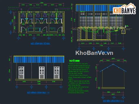 File cad bản vẽ nhà vệ sinh trường học kích thước x m