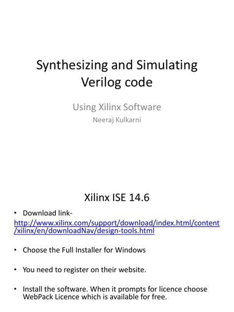 synthesizing and simulating verilog code using xilinx software pdf
