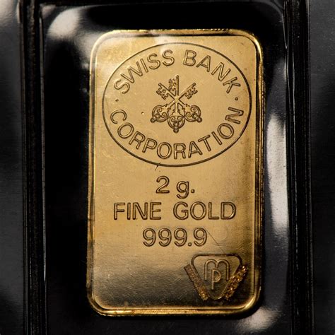 2 Gram Gold Bar Swiss Bank Corporation Switzerland Sealed Sku