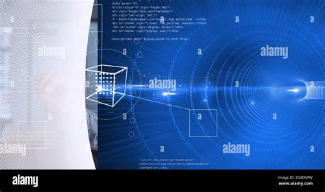 Binary Coding Data Processing And Geometric Shapes Against White