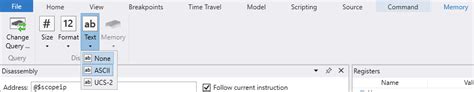making memory window in windbg to show one column stack overflow