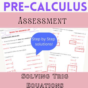 Solving Trig Equations Assessment Solving Trigonometric Equations Test