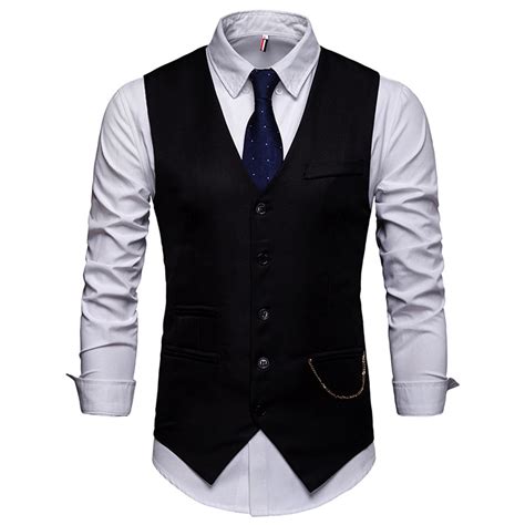 Lus Chic Mens Business Formal Suit Vest Tuxedo Dress Waistcoat Slim