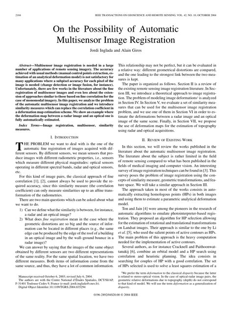 Pdf On The Possibility Of Automatic Multisensor Image Registration