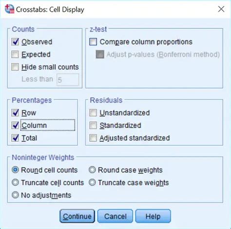 SPSS Chi Square Crosstabs Cell Display Top Tip Bio