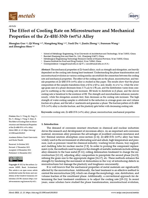 The Effect Of Cooling Rate On Microstructure And M Pdf Strength Of Materials Heat Treating